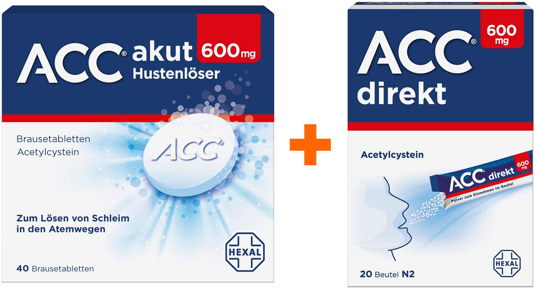 ACC akut 600 40 Brausetabletten + ACC direkt 600 mg Pulver 20 Beutel k ...