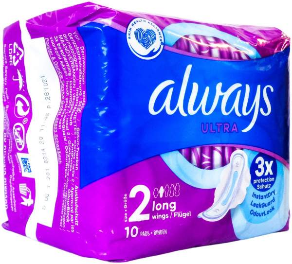 Always Ultra Binden Long Mit Flügeln 10 Stück kaufen | Volksversand ...