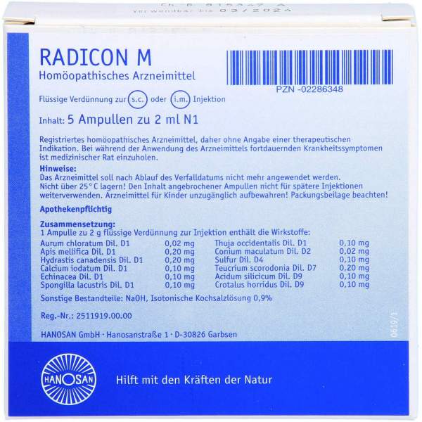 Radicon M Injektionslösung 5 X 2 ml kaufen | Volksversand Versandapotheke