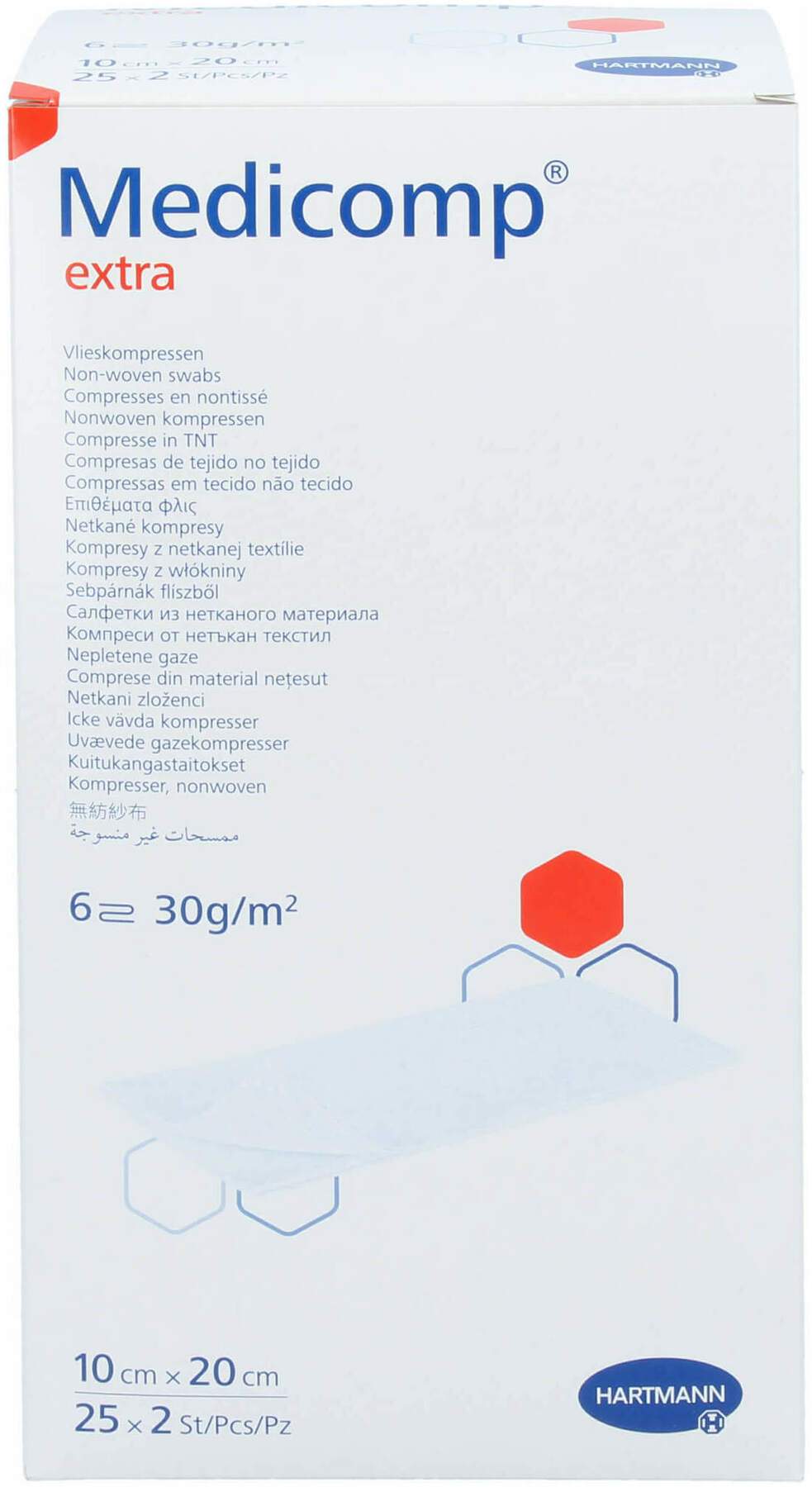 Medicomp Extra Vlieskompressen Steril 10 X 20 cm 6 Lagig 25 X 2... kau ...