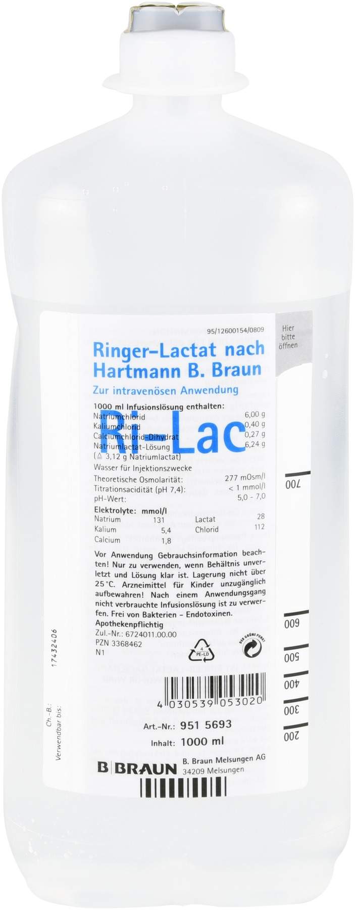 Ringer Lactat Nach Hartmann B.Braun Ecoflasche Plus 10 X 1000... kaufe ...