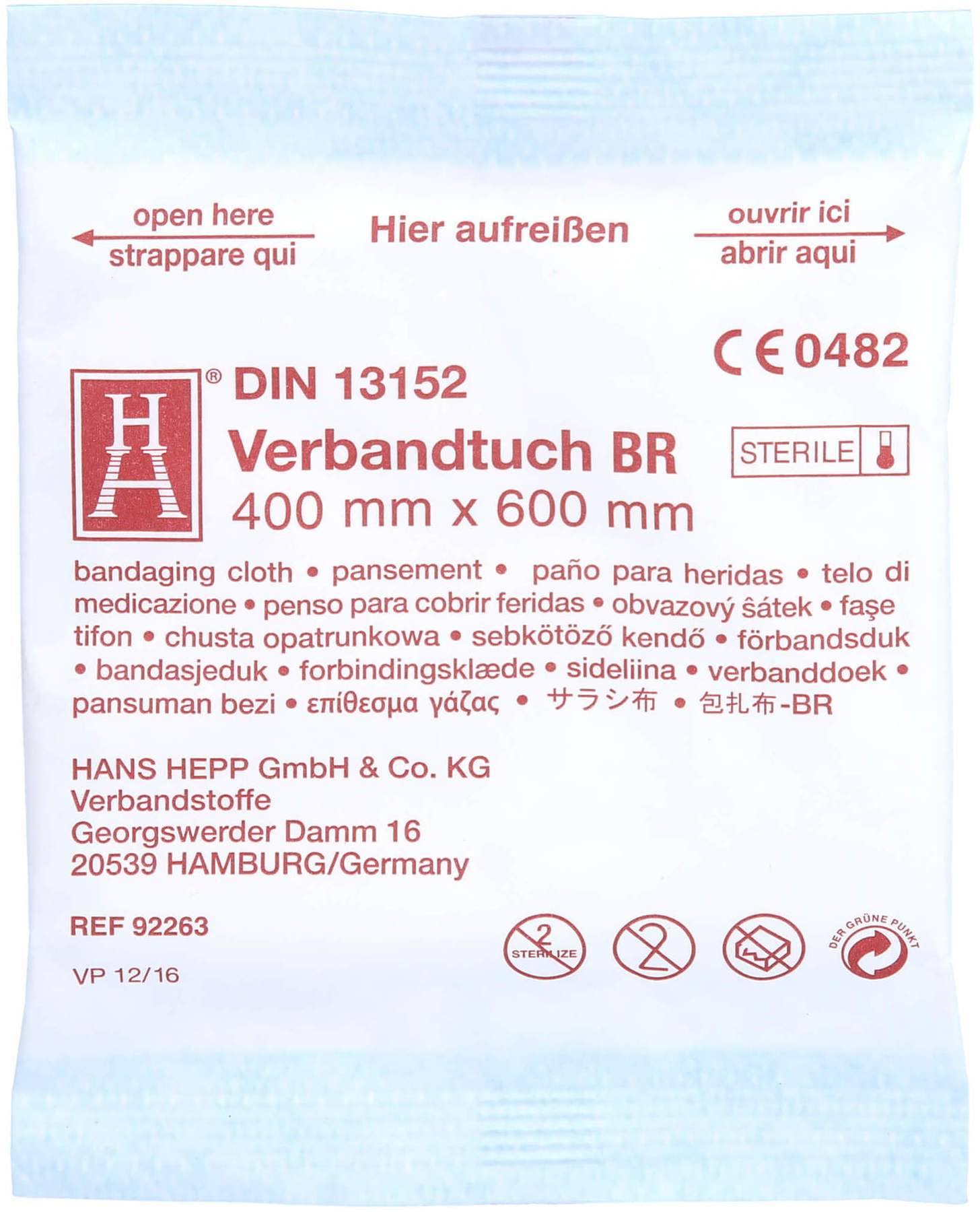 Verbandtuch 40 X 60 cm Steril Din 13152-Br Verbandk. 1 Stück kaufen ...