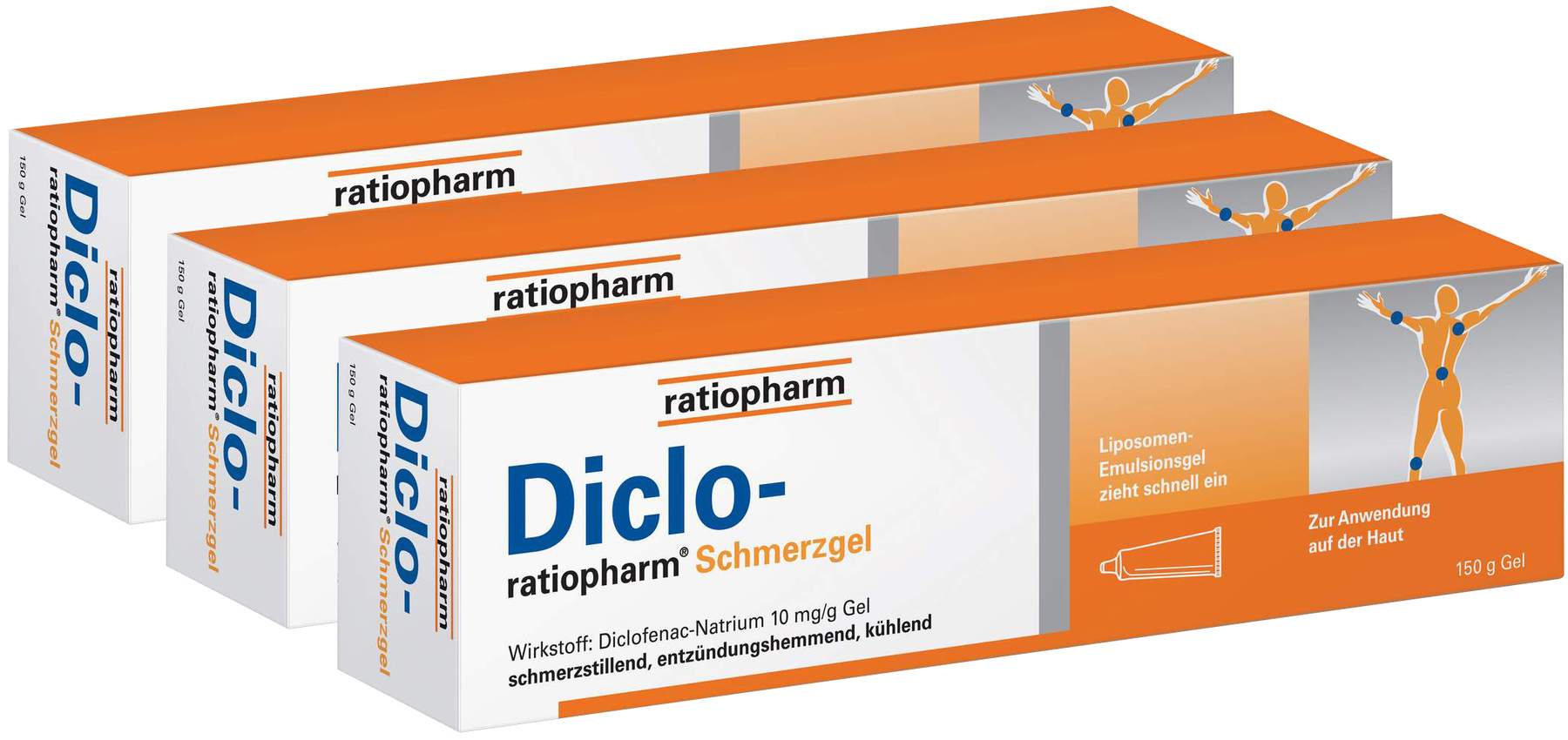 Diclo-ratiopharm Schmerzgel 3 x 150 g kaufen | Volksversand Versandapotheke