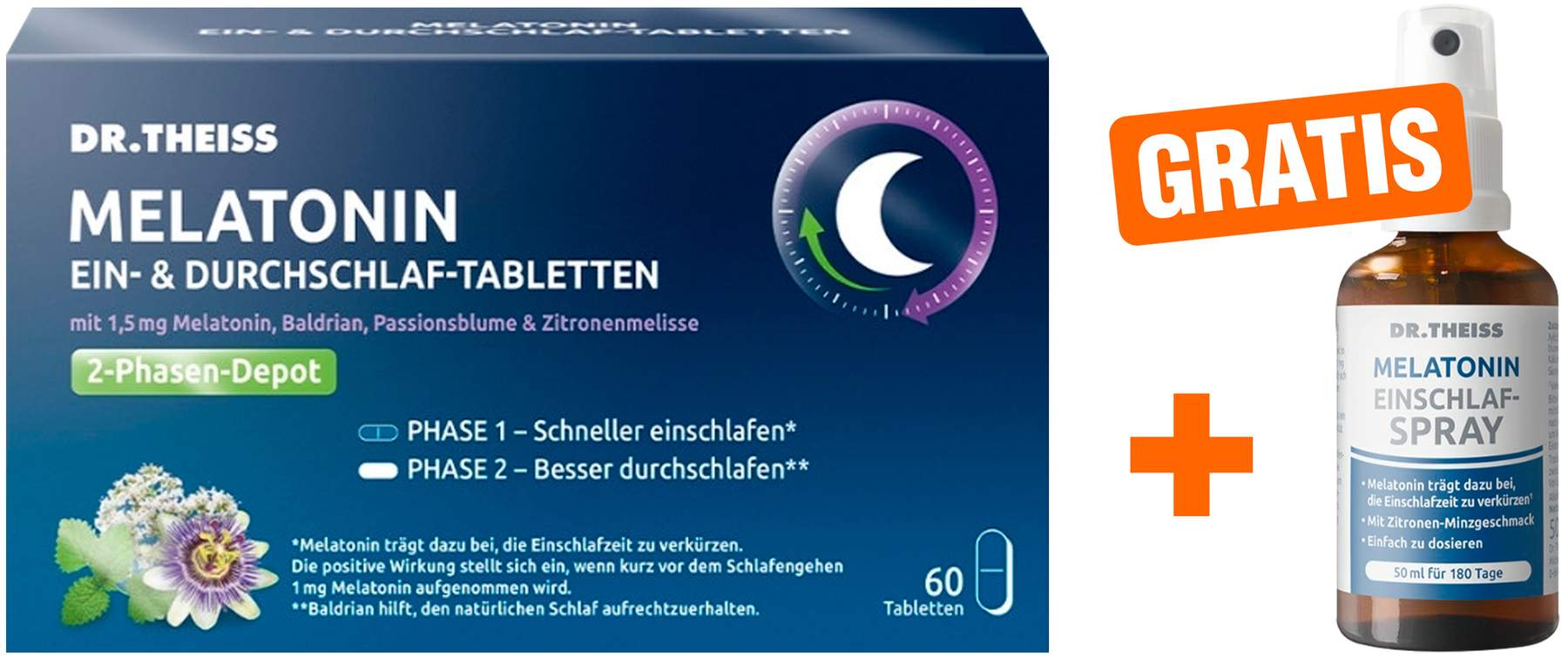 Dr.Theiss Melatonin Ein- & Durchschlaf Tabletten 60 Stück + Melatonin ...