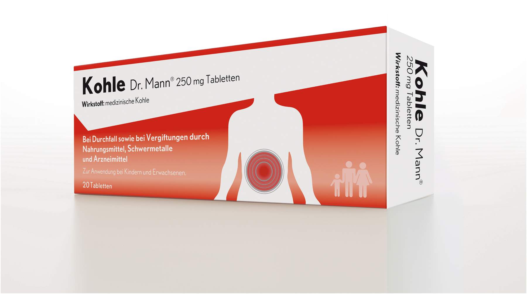 Kohle Dr. Mann 250 mg 20 Tabletten kaufen | Volksversand Versandapotheke