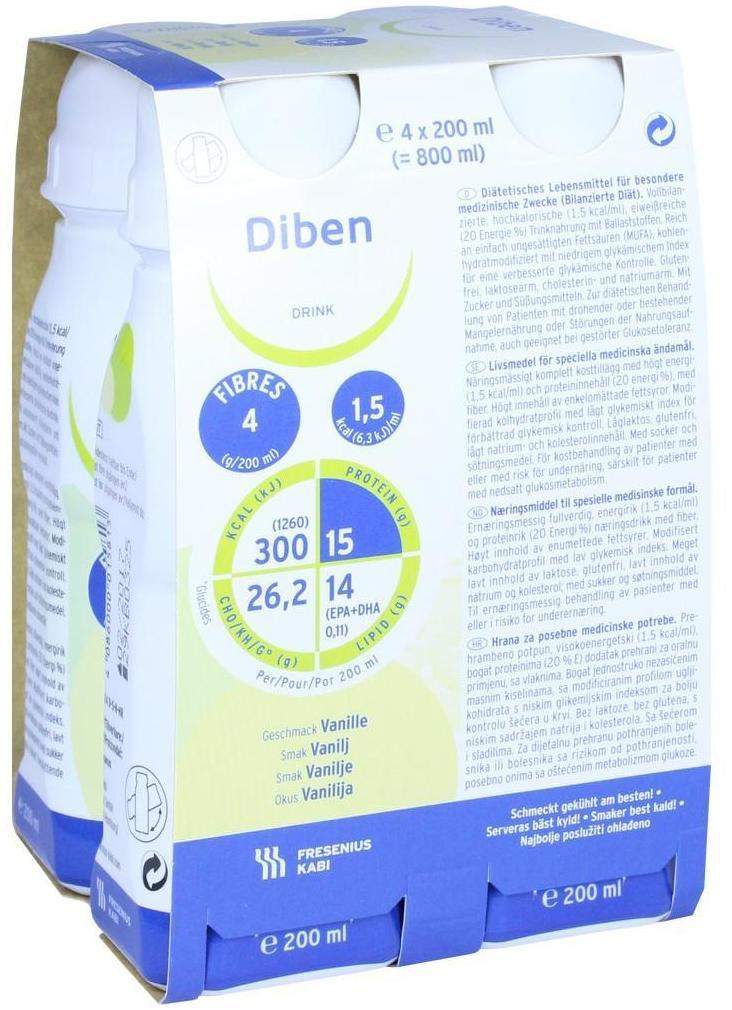 Diben Drink Vanille 1,5 Kcal Pro ml 4x200 ml Flüssigkeit kaufen ...