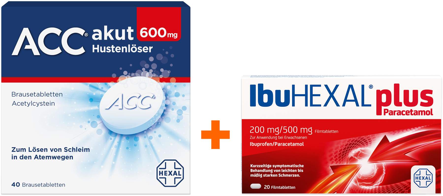 ACC akut 600 40 Brausetabletten + IbuHexal plus Paracetamol 20 Tablett ...