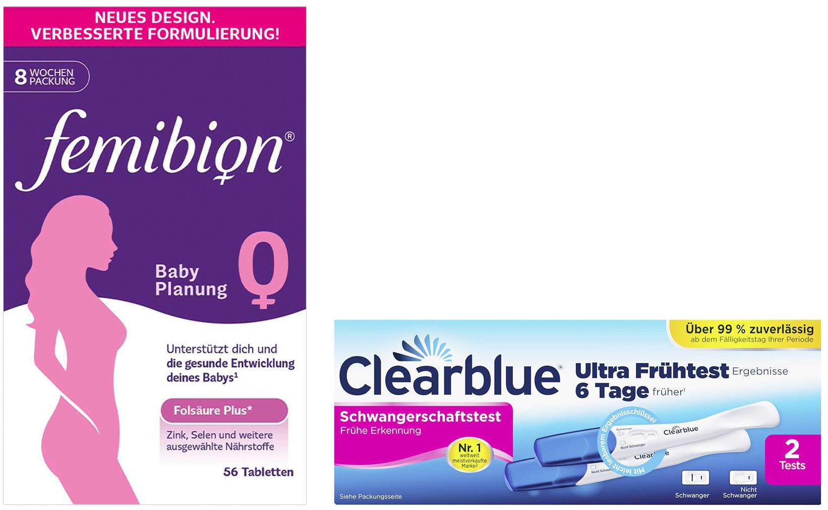 Femibion 0 Babyplanung 56 Tabletten + Clearblue Schwangerschaftstest F ...