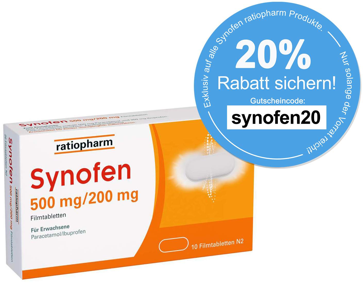 Synofen 500 mg - 200 mg 10 Filmtabletten kaufen | Volksversand ...